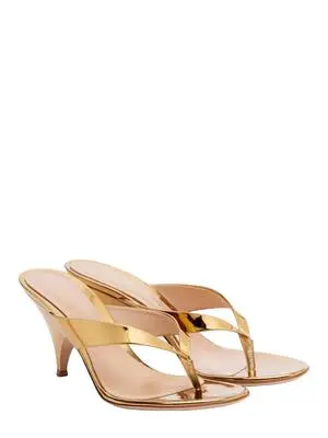 GIANVITO ROSSI Metallic Leather Mules - Gold