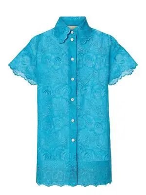 Valentino Garavani Embroidered Cotton Shirt - Blue