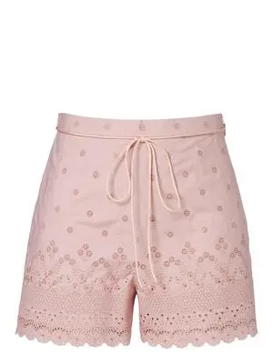 Valentino Garavani Embroidered Cotton Shorts - Pink