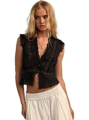 Free People Day Dreamer Top - Black