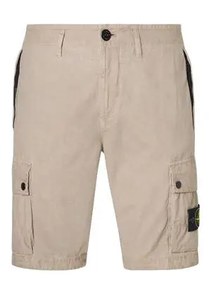 Stone Island Compass Cotton Canvas Shorts - Beige