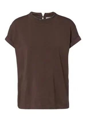 Brunello Cucinelli Monili Cotton-blend T-shirt - Brown