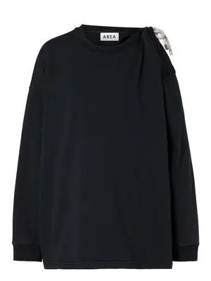 AREA Embellished Cotton Jersey T-shirt - Black