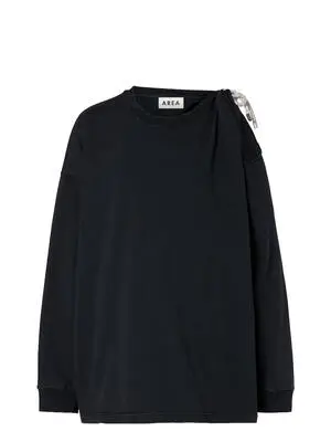 AREA Embellished Cotton Jersey T-shirt - Black