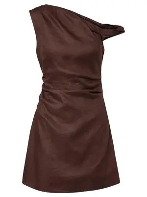 SIR. One-shoulder Linen Minidress - Brown