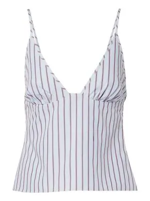 SIR. Lista Pinstripe Cotton-blend Top - Blue