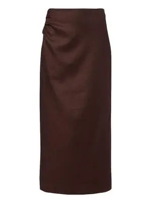 Sir The Label Linen Midi Skirt With Slits - Brown