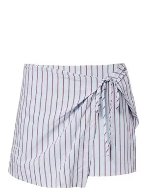 Sir The Label Pinstripe Cotton-blend Wrap Skirt - Blue