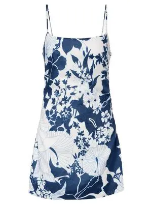 SIR. Paradiso Floral Linen Mini Dress - Blue