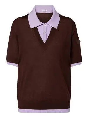 Moncler Virgin Wool Polo Shirt - Burgundy