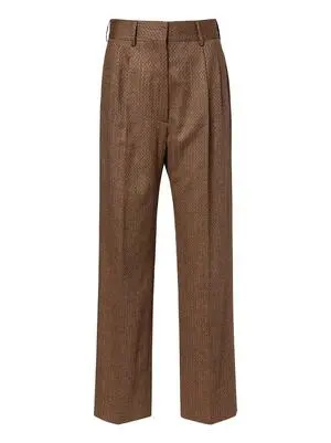 BLAZÉ MILANO Amel Silk And Wool Wide-leg Pants - Brown