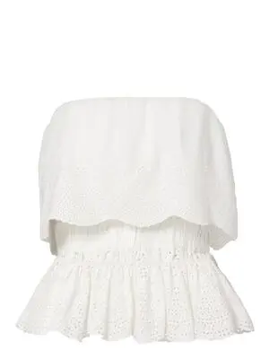 Posse Beryl Broderie Anglaise Peplum Top - White