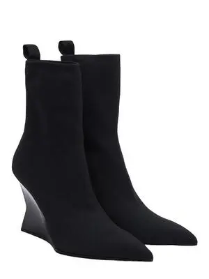 Balmain Knitted Wedge Boots - Black