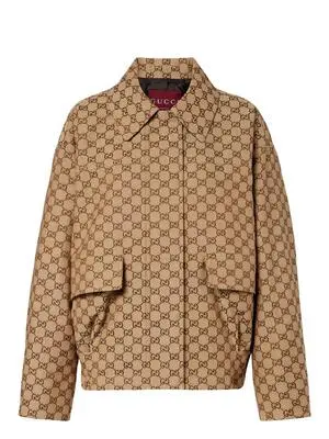 GUCCI GG Canvas Leather Bomber Jacket