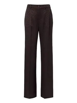 Gucci Silk Jacquard Wide-leg Pants - Brown