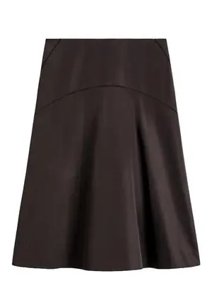 Cos Cotton Blend Twill Midi Skirt - Brown
