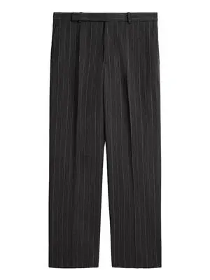 Cos Pinstriped Relaxed-fit Wide-leg Pants - Gray
