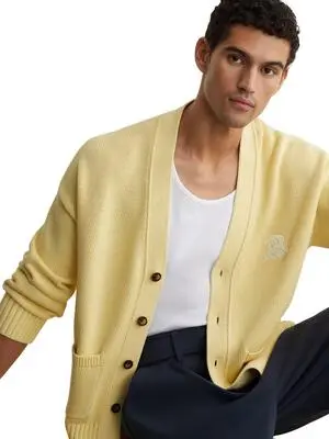 REISS Coates Cardigan Powder Yellow