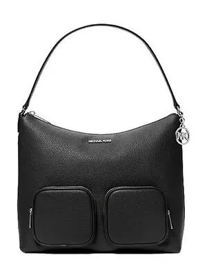 Michael Kors Merritt Large Pebbled Leather Cargo Shoulder Bag - Black