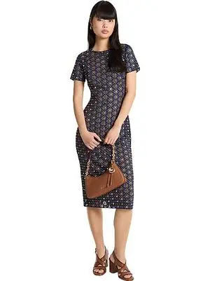 Michael Kors Laser Cut Mirror Scuba Midi Dress - Blue