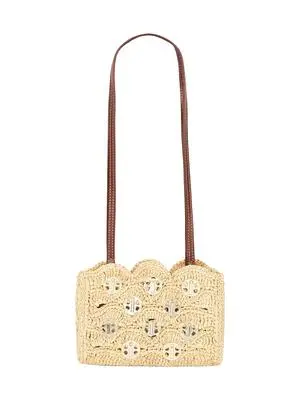 Rabanne Raffia Shoulder Bag - Natural & Light Gold