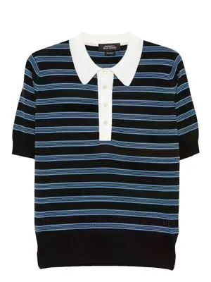 WALES BONNER X John Smedley Striped Polo Shirt - Brown