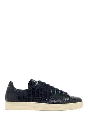TOM FORD Warwick Alligator-print Leather Sneakers - Blue