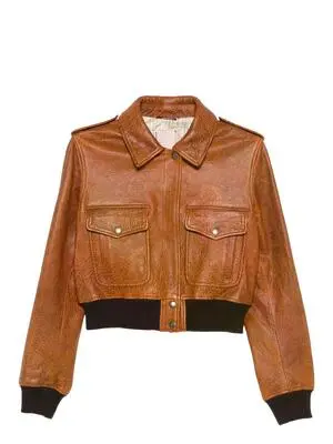 ANTONIO MARRAS Ribbed-Hem Leather Jacket