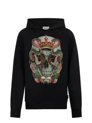 Philipp Plein Rhinestone Skull Hoodie - Black
