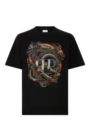 Philipp Plein Round-neck Dragon-motif T-shirt - Black
