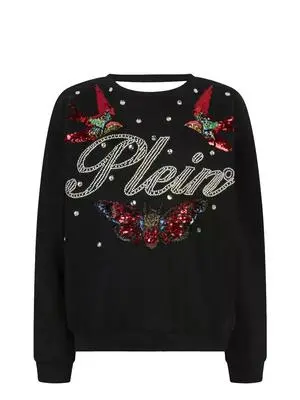 Philipp Plein Open Back Embellished Sweatshirt - Black