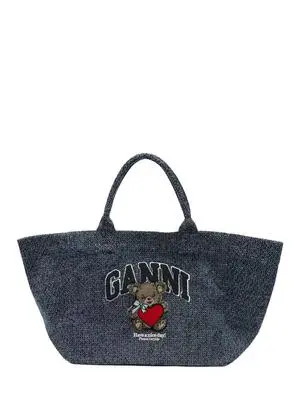 GANNI Appliqué Tote Bag - Blue