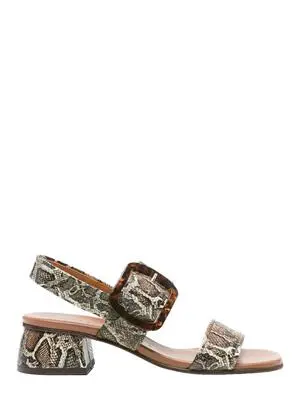 CHIE MIHARA Buckle Snake-Print Sandals