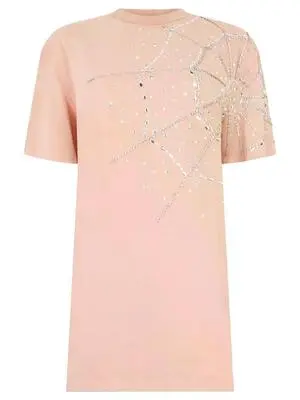 Philipp Plein Spiderweb-strass Mini Dress - Pink