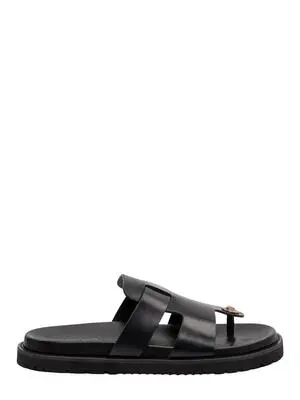 Versace Leather T-strap Sandals - Black