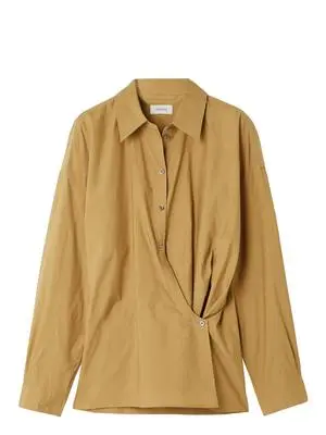 LEMAIRE Twisted Cotton And Silk-blend Poplin Wrap Shirt - Tan
