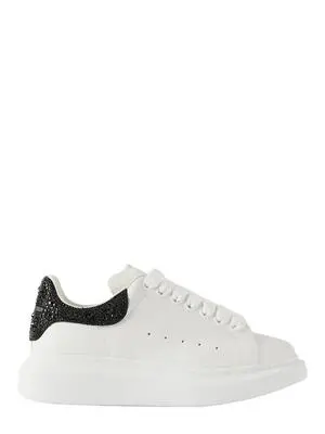 Alexander McQueen Crystal-embellished Leather Sneakers - White