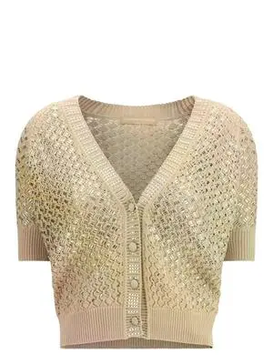 Ermanno Scervino Short-sleeve Knit Cardigan - Neutrals