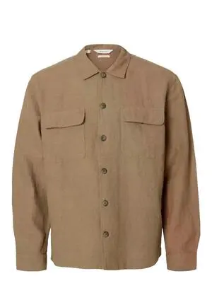 SELECTED Flap-pocket Buttoned Overshirt - Brown