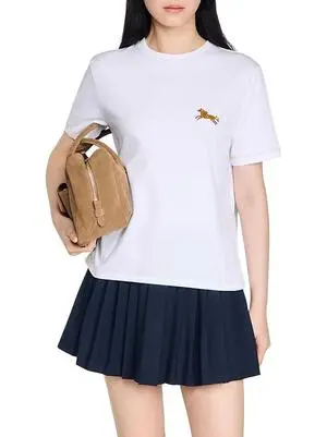 Sandro Maisie Sequined Horse Cotton Tee - White