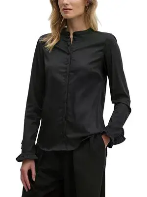 MOS MOSH Ruffled-trim Shirt - Black