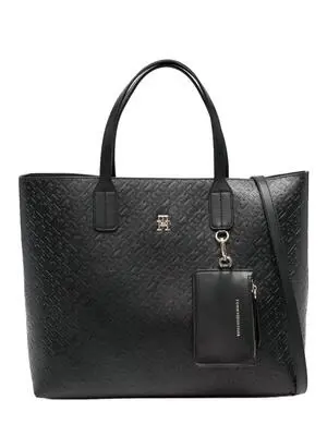Tommy Hilfiger Icon Satchel Mono Tote Bag - Black