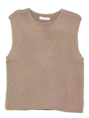 LISKA Round-Neck Knit Vest Neutrals
