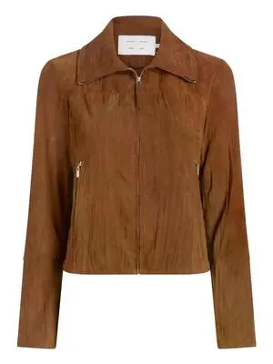 Proenza Schouler White Label Crinkled Tarin Zip Jacket - Brown