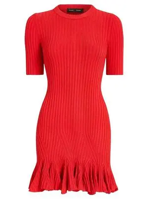 Proenza Schouler Leandra Ribbed Mini Dress - Red