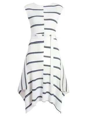 Proenza Schouler Artemis Striped Midi Dress - White