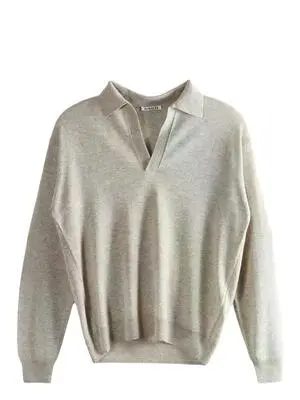 Auralee V-neck Long Sleeve Sweater - Neutrals