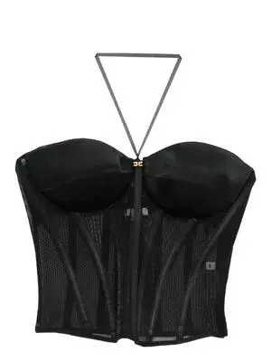 Elisabetta Franchi Mesh Corset Top - Black