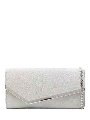 JIMMY CHOO Emmie Glitter Chain Clutch - Silver