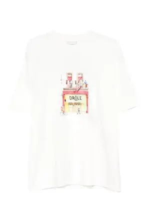 Drole De Monsieur Café Front-print T-shirt - White